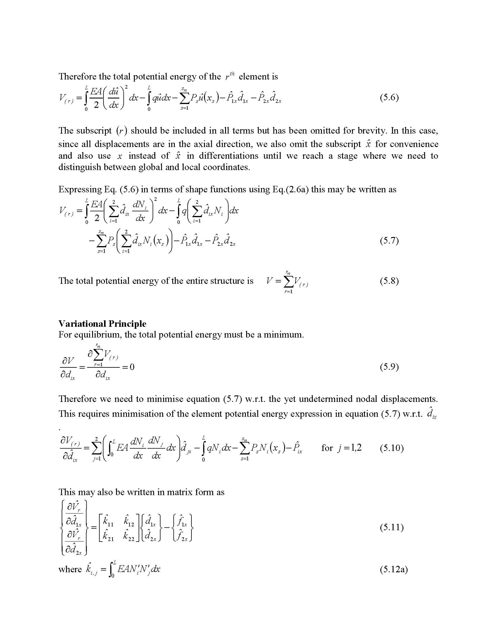 Derivation of Element Matrices Using a Variational | Chegg.com
