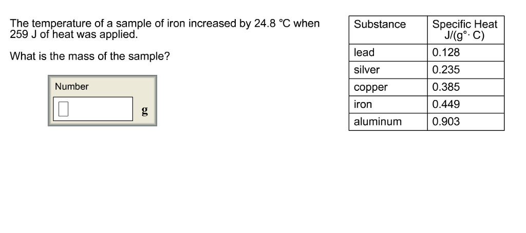 Solved | Substance The temperature of a sample of iron | Chegg.com