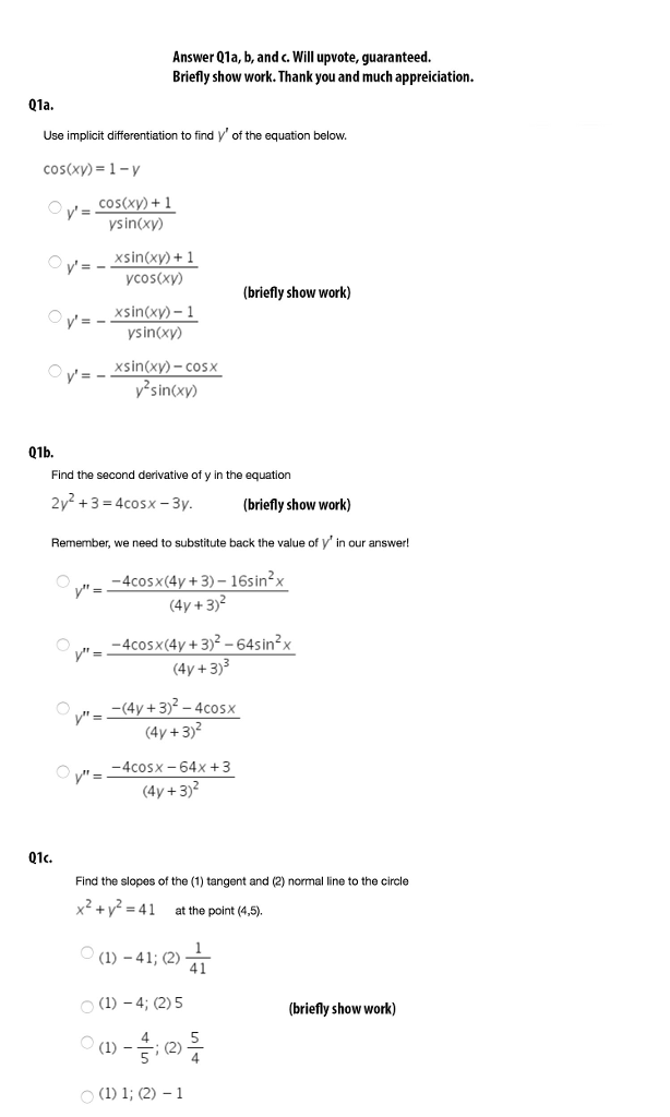 Solved Use implicit differentiation to find y' of the | Chegg.com
