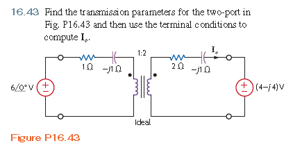 Solved Find the transmission parameters for the two-port in | Chegg.com