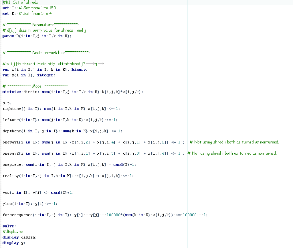Gusek / GLPK I have the following code for running | Chegg.com