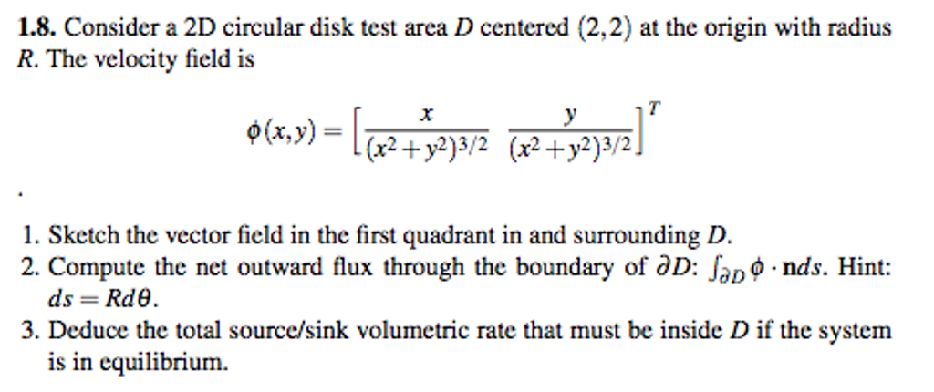 Consider a 2D circular disk test area D centered (2, | Chegg.com