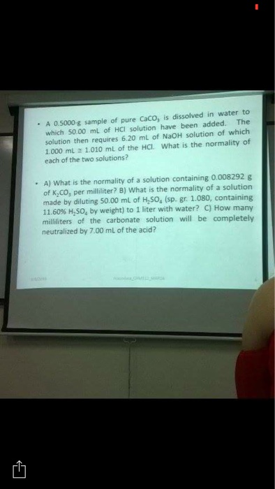 Solved A 0.5000 g sample o1 pure CaCO_3 is dissolved In | Chegg.com