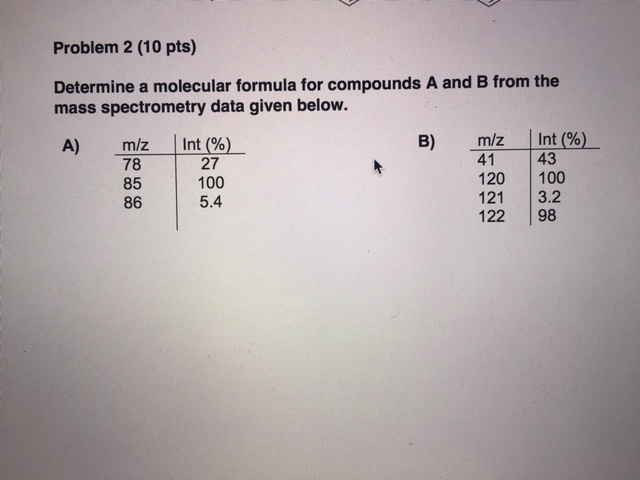 Solved Problem 2 10 Pts Determine A Molecular Formula For Chegg solved-problem-2-10-pts-determine-a-molecular-formula-for-chegg