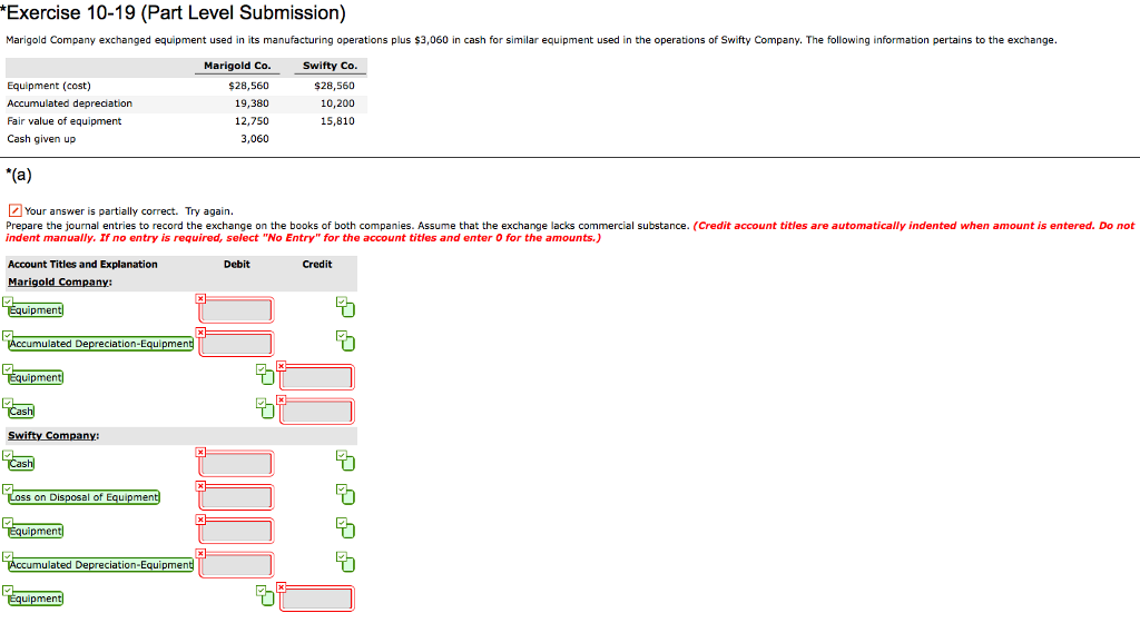 Solved "Exercise 10-19 (Part Level Submission) Marigold | Chegg.com