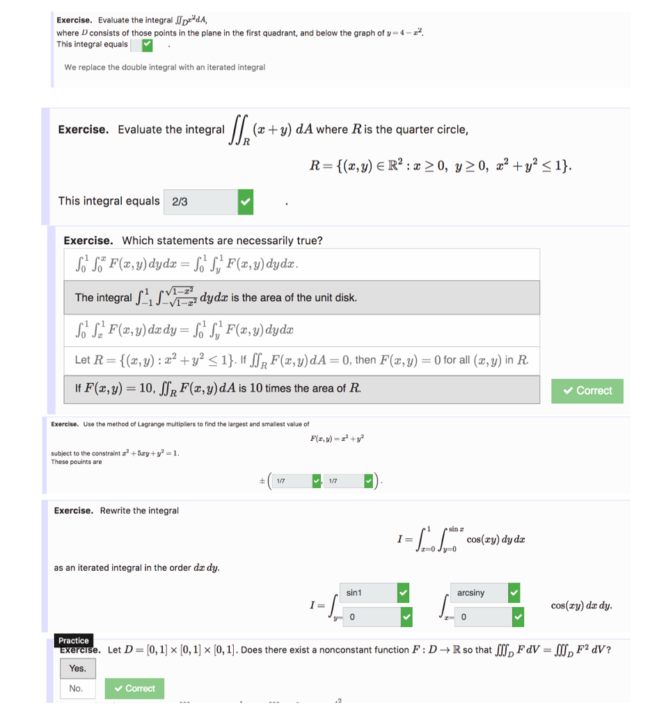 Solved Exercise. Evaluate the integral p dA, where D | Chegg.com