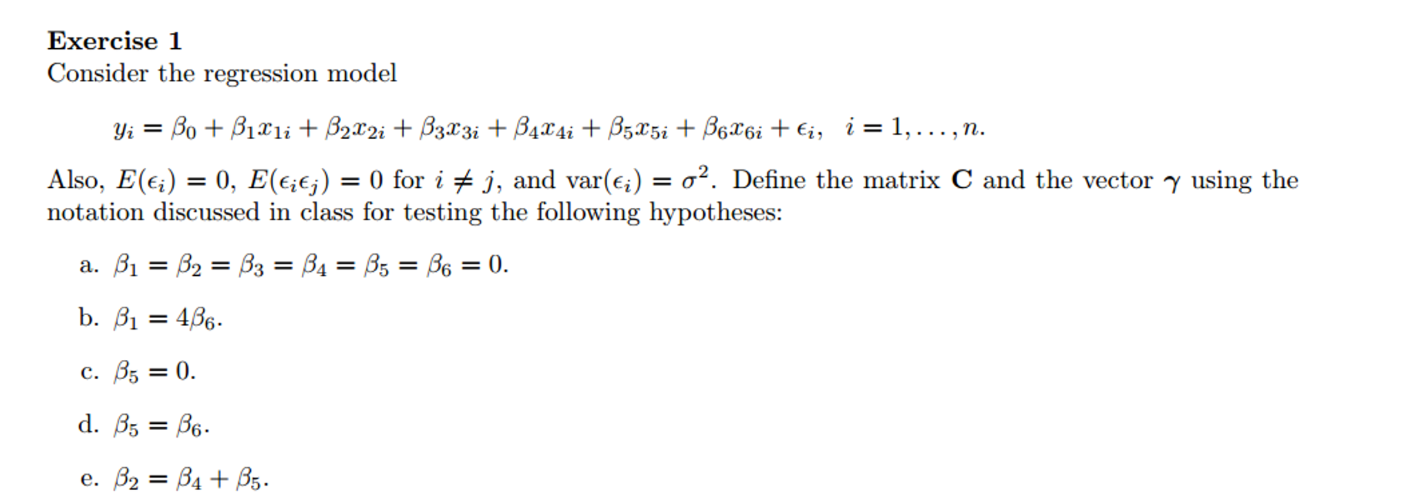 Solved Consider the regression model y -i = beta_0 + beta_1 | Chegg.com