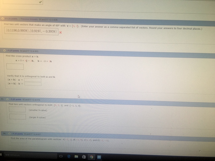 Solved Find Two Unit Vectors That Make An Angle Of 60 Degree