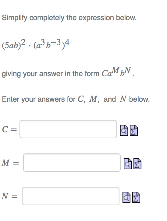 Solved Simplify completely the expression below. (5ab)^2 | Chegg.com