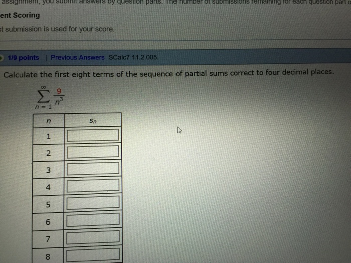 Solved Calculate the first eight terms of the sequence of | Chegg.com