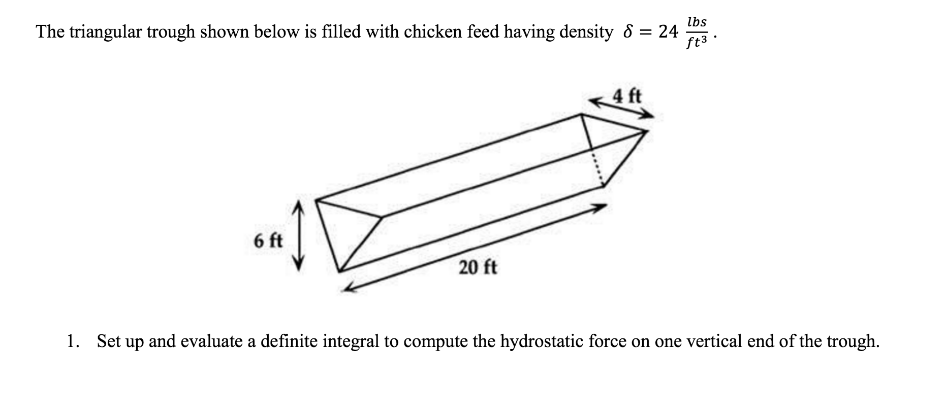 Solved The triangular trough shown below is filled with | Chegg.com