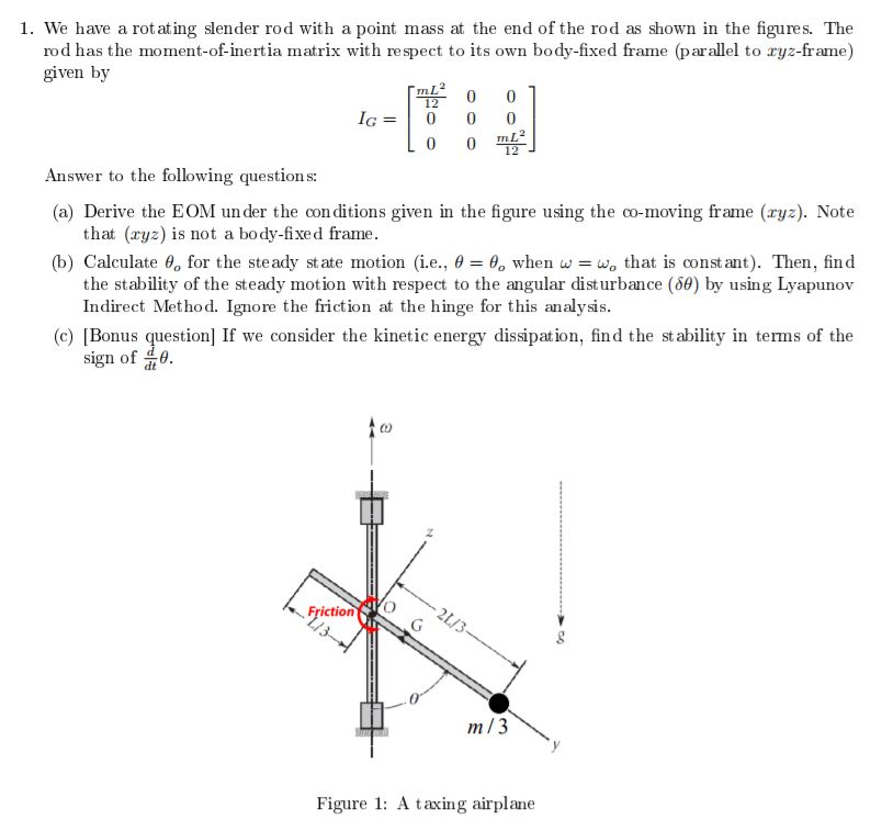 1. We have a rotating slender rod with a point mass | Chegg.com