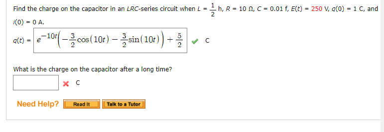 Solved Find the charge on the capacitor in an LRC-series | Chegg.com