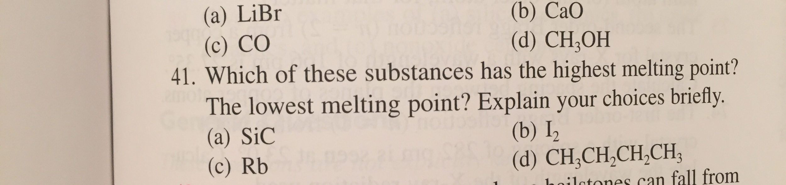 Solved Which of these substances has the highest melting | Chegg.com