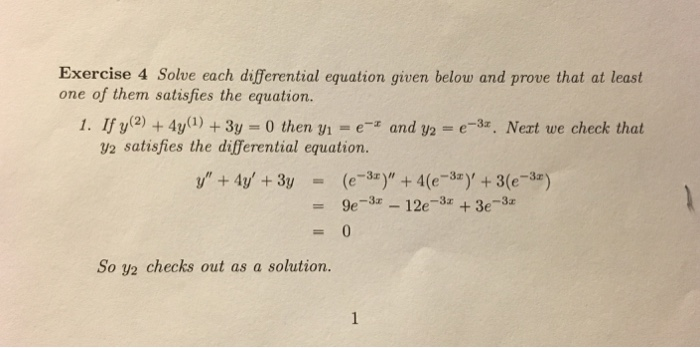 Solved Exercise 4 Solve each differential equation given | Chegg.com