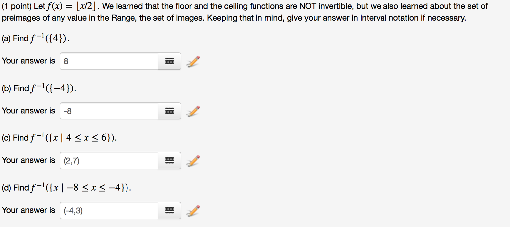 Solved Let f(x) = [x/2]. We learned that the floor and the | Chegg.com
