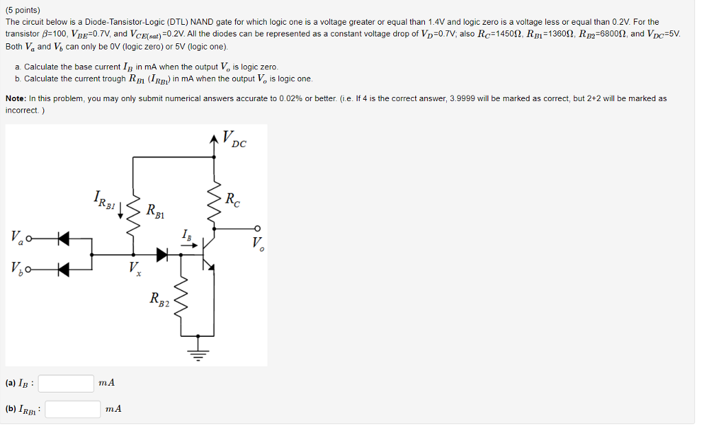 Solved (5 points) The circuit below is a | Chegg.com