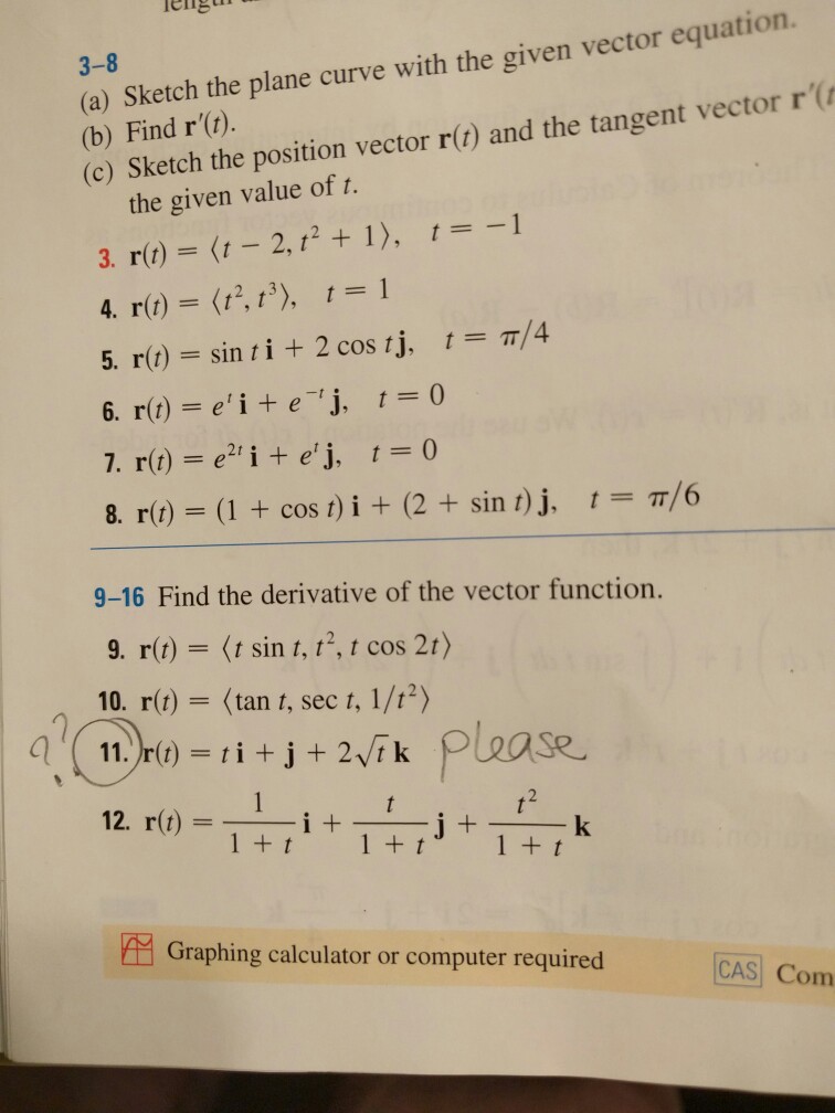 Solved (a) Sketch the plane curve with the given vector | Chegg.com