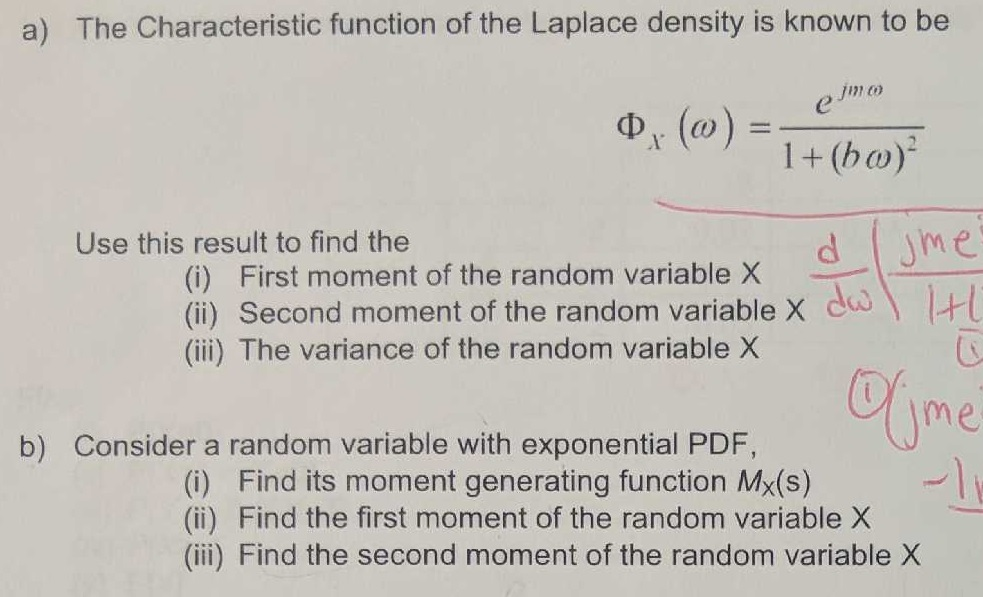 Solved a) The Characteristic function of the Laplace density | Chegg.com
