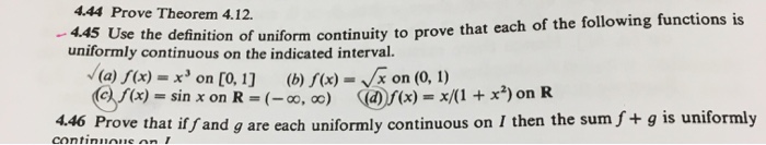 Solved Use the definition of uniform continuity to prove t | Chegg.com