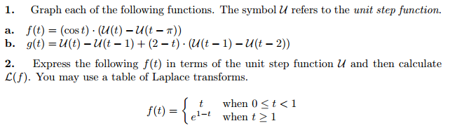 Solved Graph each of the following functions. The symbol U | Chegg.com