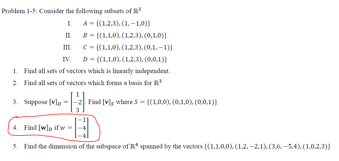 Solved Consider The Following Subsets Of R 3 I A