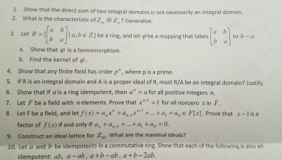 Solved Show that the direct sum of two integral domains is | Chegg.com