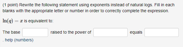 Solved (1 point) Rewrite the following statement using | Chegg.com