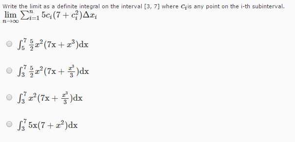 Solved Write the limit as a definite integral on the | Chegg.com