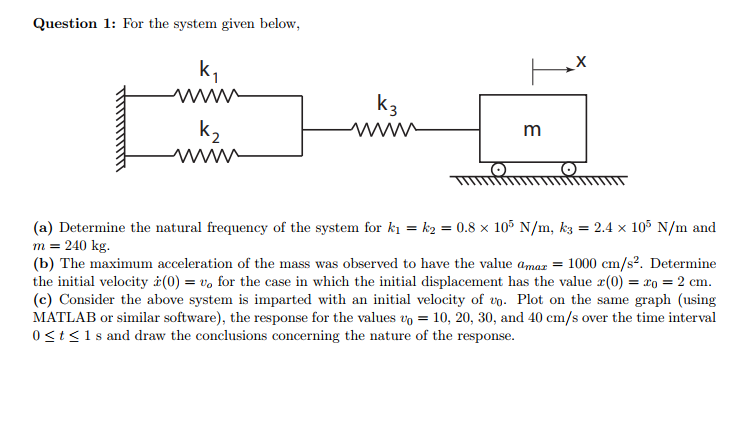 Solved Question 1: For the system given below, (a) Determine | Chegg.com