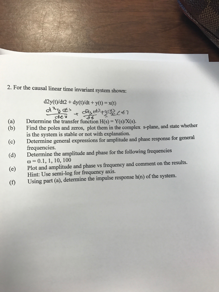 Solved For the causal linear time invariant system shown: | Chegg.com