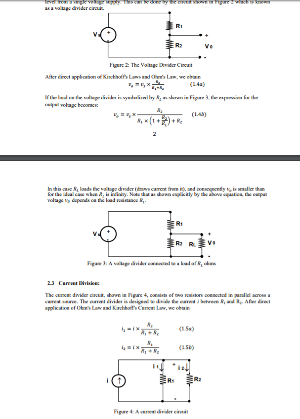 Solved as a voltage divider circuit. R2 Figure 2: The | Chegg.com