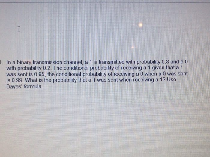 Solved In a binary transmission channel, a 1 is transmitted | Chegg.com