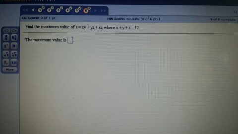 Solved Find the maximum value of s = xy + yz + xz where x + | Chegg.com
