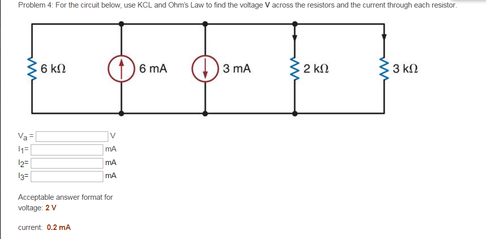 Solved For the circuit below, use KCL and Ohm's Law to find | Chegg.com