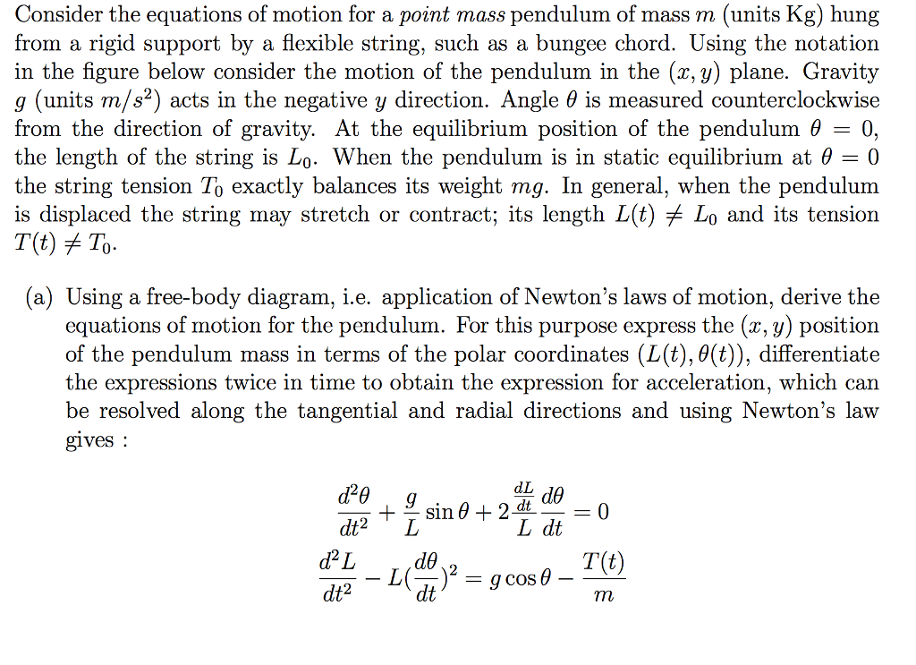 Solved Consider the equations of motion for a point mass | Chegg.com
