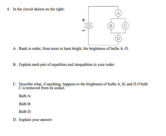Solved In the circuit shown on the right: Rank in order, | Chegg.com