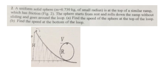 Solved 2. A uniform solid sphere (m-0.730 kg, of small | Chegg.com