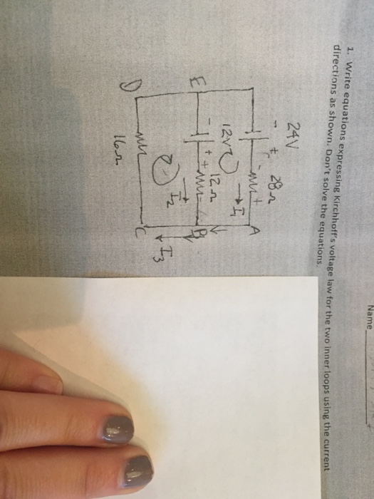 Solved Write equations expressing Kirchhoff's voltage law | Chegg.com