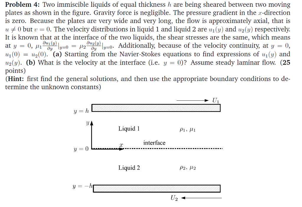 Solved Problem 4: Two immiscible liquids of equal thickness | Chegg.com