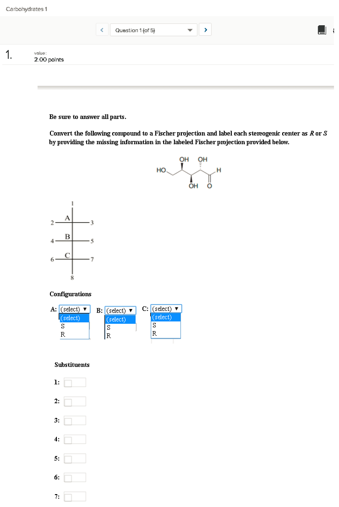 Solved Convert the following compound to a Fischer | Chegg.com