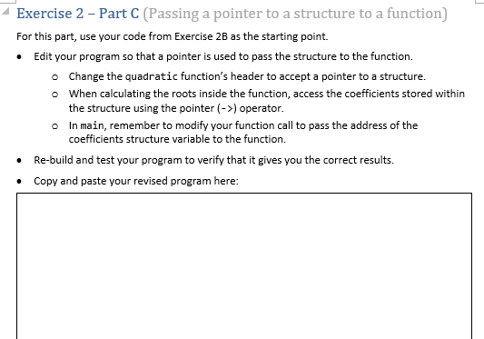 Solved Exercise 2 Part A (Returning a structure from a | Chegg.com