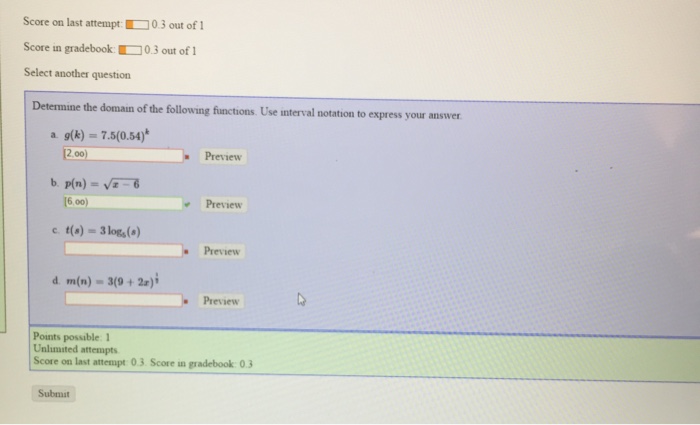 Solved Determine the domain of the following functions Use | Chegg.com