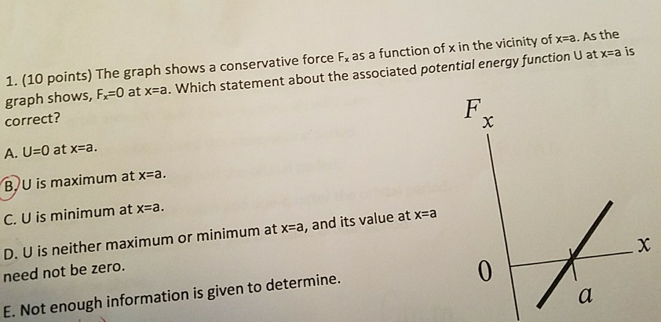 Solved 1. (10 points) The graph shows a conservative force | Chegg.com Solved 1. (10 points) The graph shows a conservative force | Chegg.com