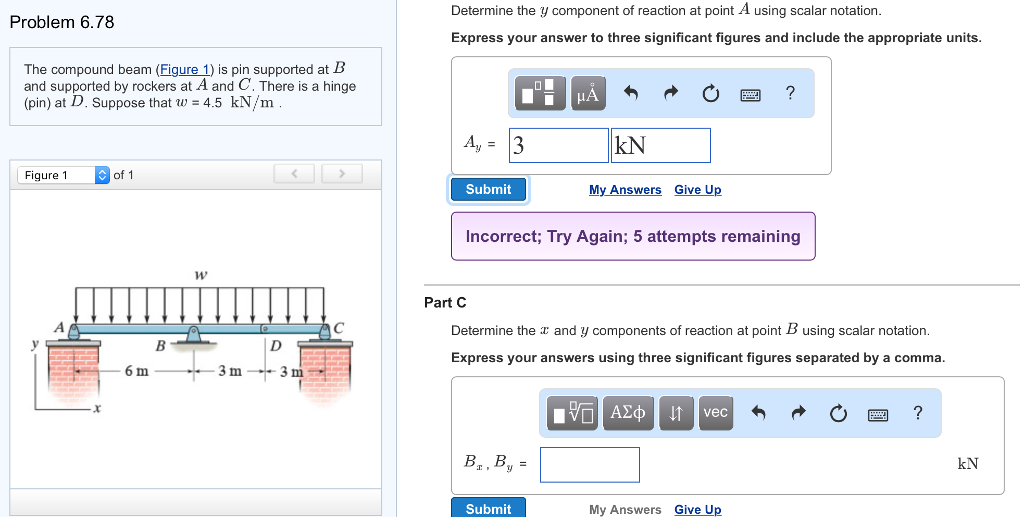 Solved Determine the y component of reaction at point C | Chegg.com