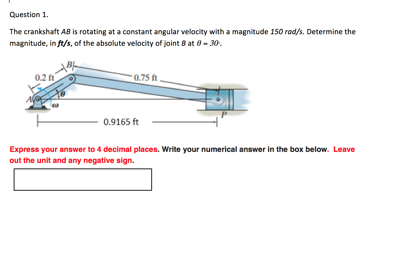 Solved The crankshaft AB is rotating at a constant angular | Chegg.com