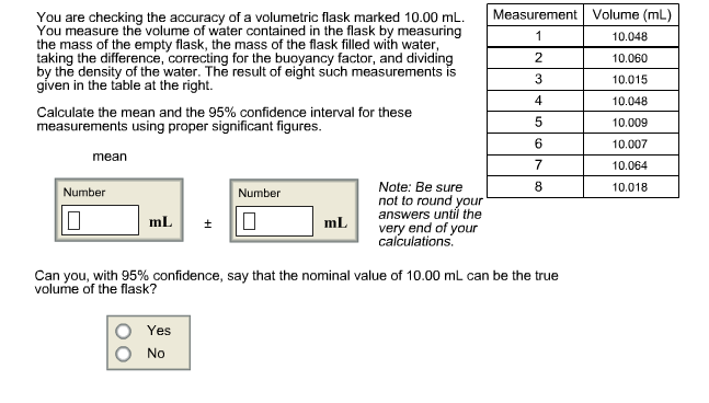 Solved You are checking the accuracy of a volumetric flask | Chegg.com