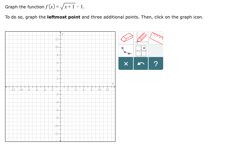 Solved Graph the function f (x) = Squareroot x + 1 - 1. To | Chegg.com