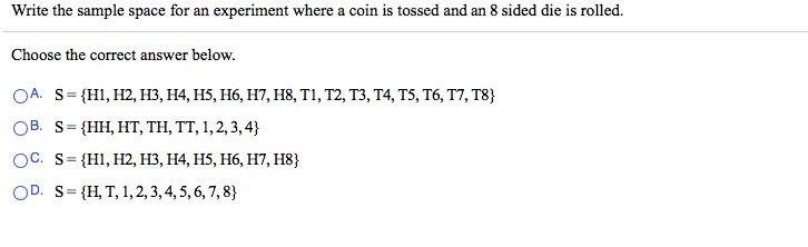 Solved Write the sample space for an experiment where a coin | Chegg.com