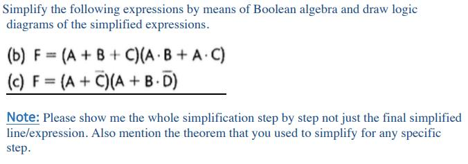 Solved Simplify the following expressions by means of | Chegg.com